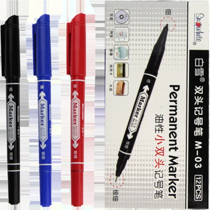 【Mega Sale】Snow White Gouxie Pen Small Double-headed Marker Pen Carbon ...
