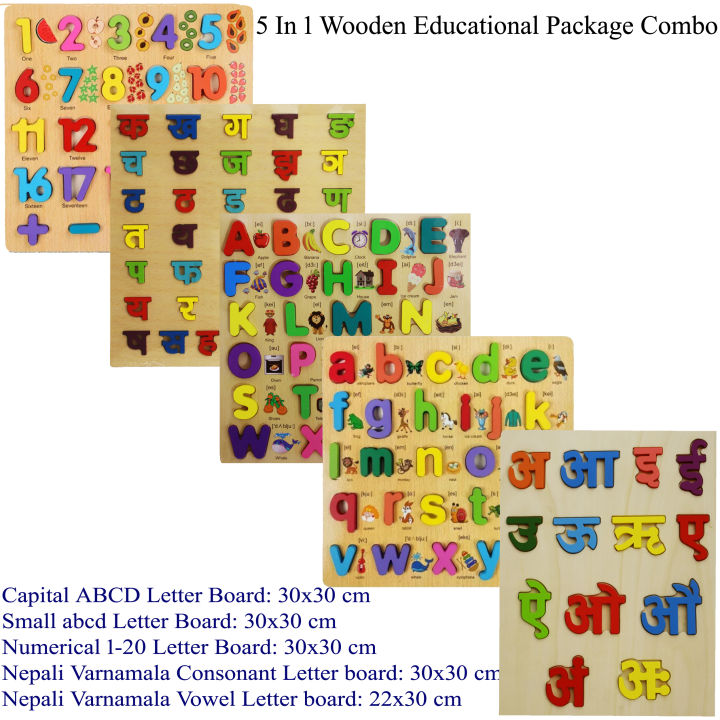 5 In 1 Wooden Learning And Educational Montessori Toy Abcd Abcd 1