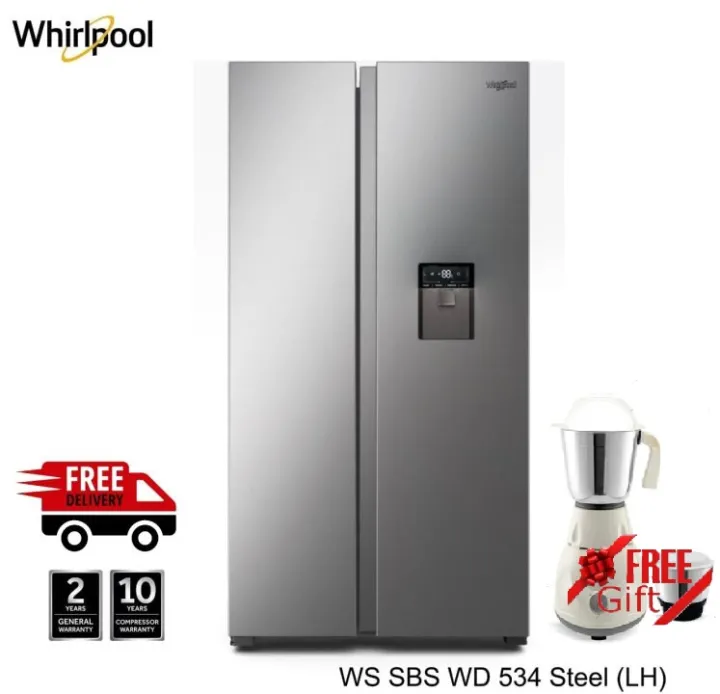 Whirlpool WS SBS WD534 Steel 534 Liters Frost Free Side-by-Side Refrigerator | Daraz.com.np