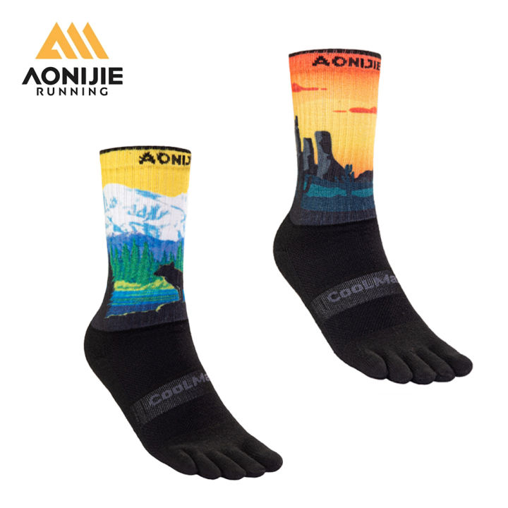 AONIJIE E4843 One Pair Long Tube Outdoor Five Toe Socks Shock ...