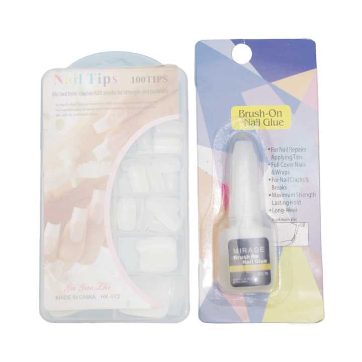 Nail Tips 100Pcs And Glue Set | Daraz.com.np
