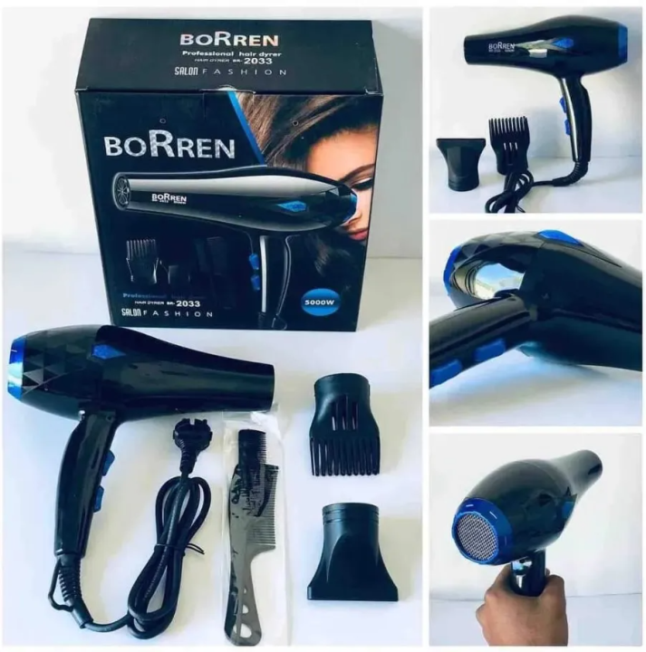 Borren Professional Hair Dryer with Diffuser | Powerful 2000W Hair Blow ...