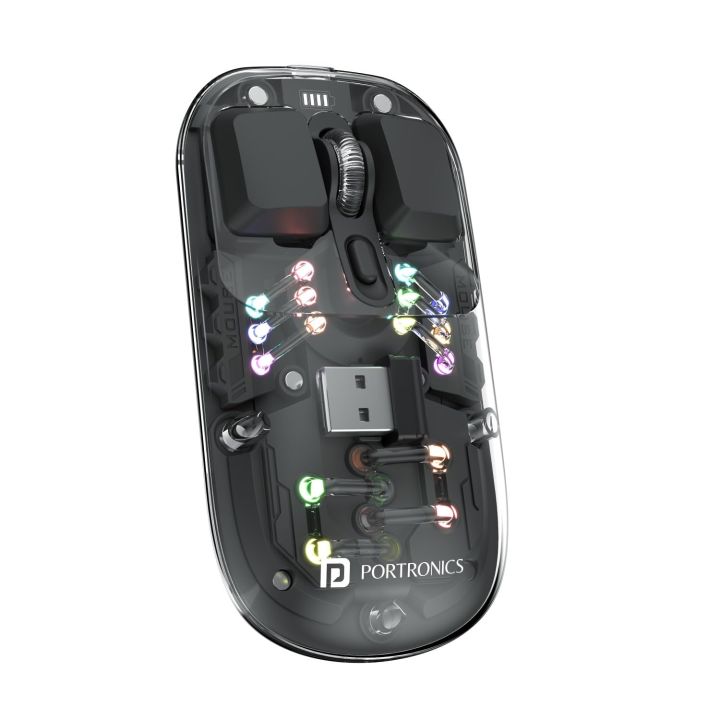 Portronics Toad 5 Transparent Bluetooth Mouse with 2.4 GHz & BT 5.3 ...
