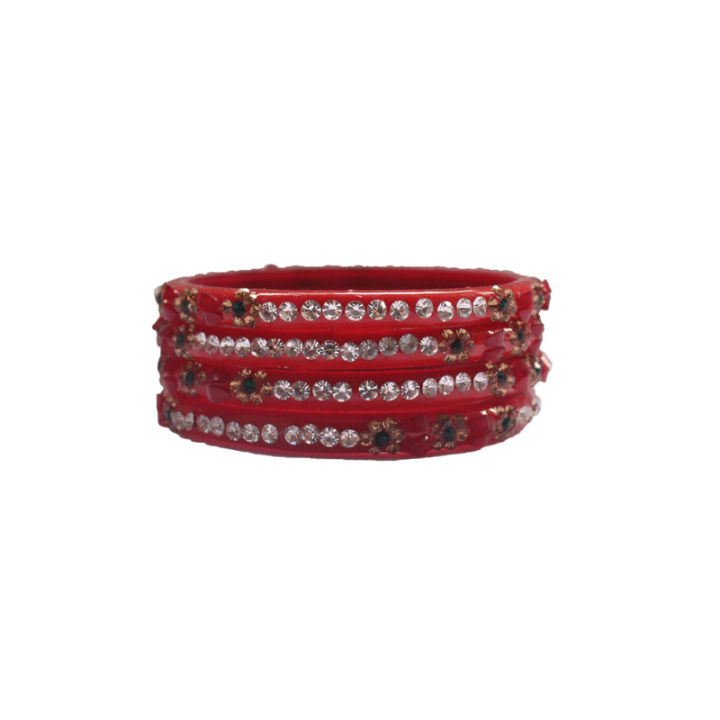 Red Glass Bala Bangle Set Pack Of 4 | Daraz.com.np