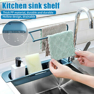 Kitchen Sink Organizer Plastic Wash Basin Storage Shelf Adjustable Rack ...