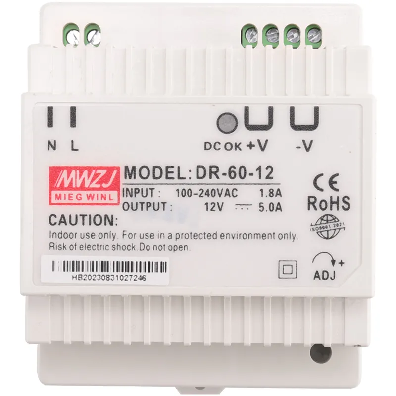 -60-12 Transformer 12 Volt 5 Amp Industrial Din Rail Power Supply 220V ...
