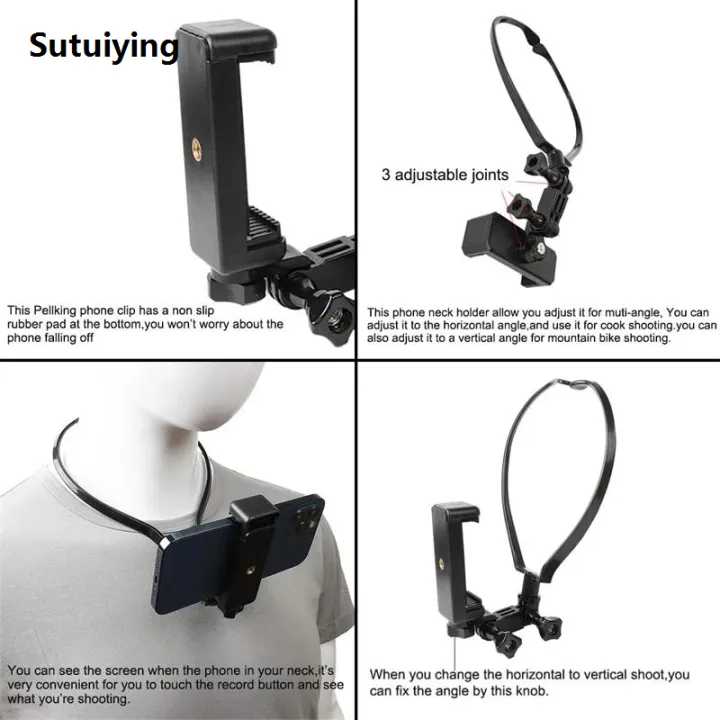 Sutuiying POV Vlog Smartphone Selfie Neck Holder Hands Free Wearable ...