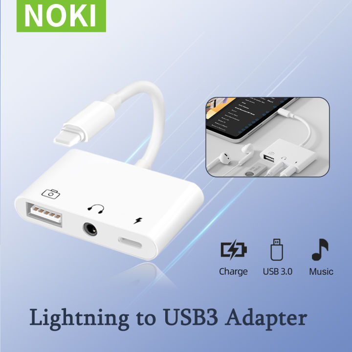 Lightning iPhone to USB3 OTG Camera Adapter 3.5mm Headphone Audio Jack ...