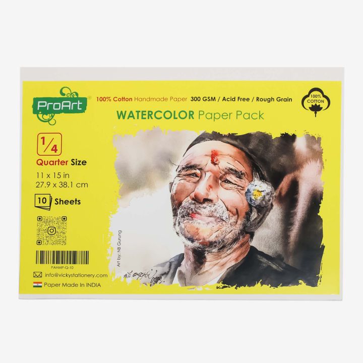 ProArt Artists' 100% Cotton Watercolor Paper 300GSM,1/4 (11x15 inches ...