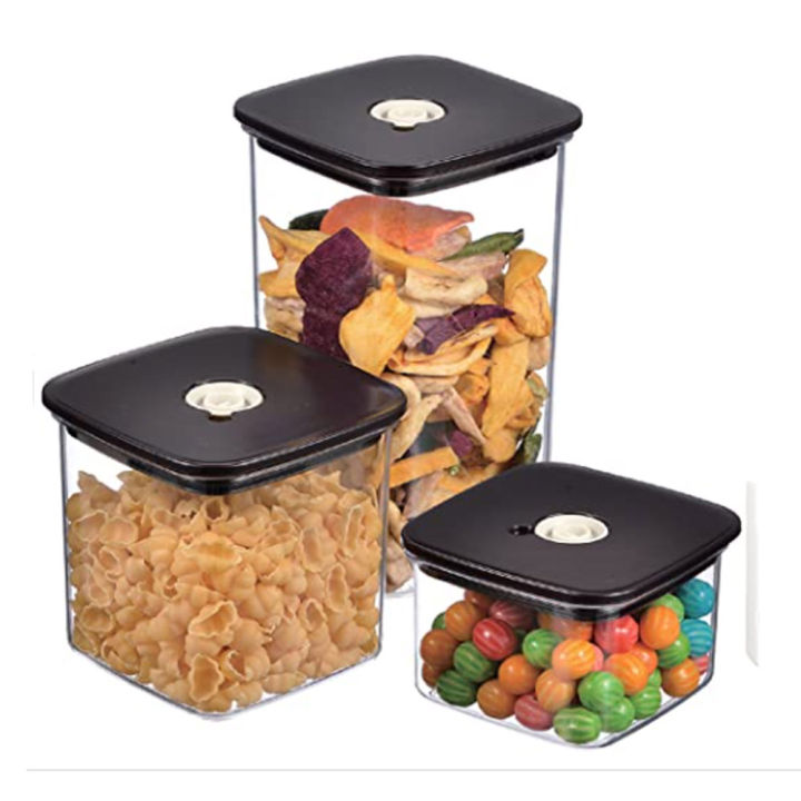 Food Storage Vacuum Containers - Set of 3 - Vacuum Sealed, Microwavable ...