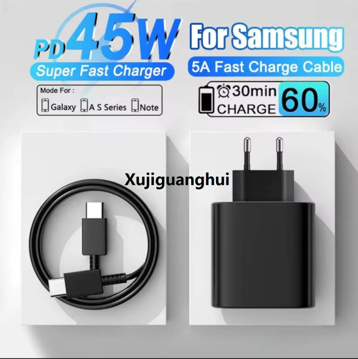 Xujiguanghui Samsung Original 45W PD Super Fast Charger 5A C To C Cable ...