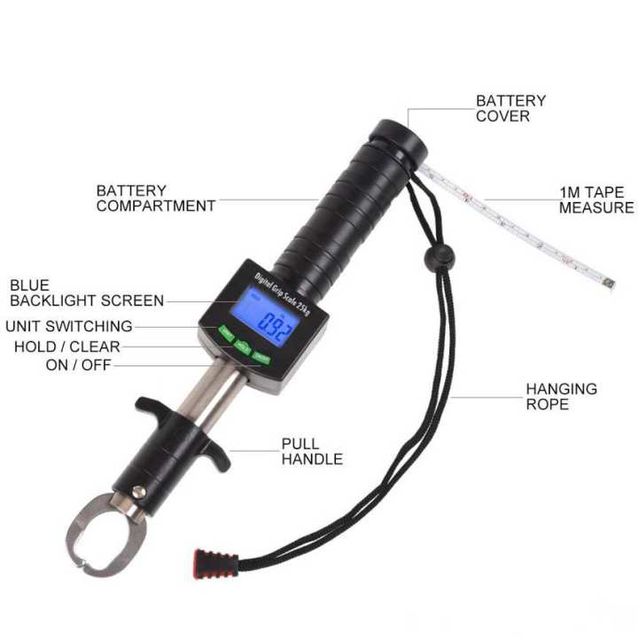 Digital Scale Fishing Grip Stainless Steel Fish Lip Grabber Electronic ...