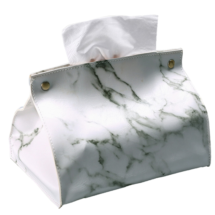 PVC Leather Marble Pattern Tissue Case Box, Container, Napkin Holder ...