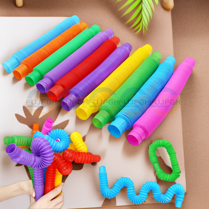 8 Pcs/Pack Colorful Plastic Pop Tubes Toy Mini For Kids Stretching ...