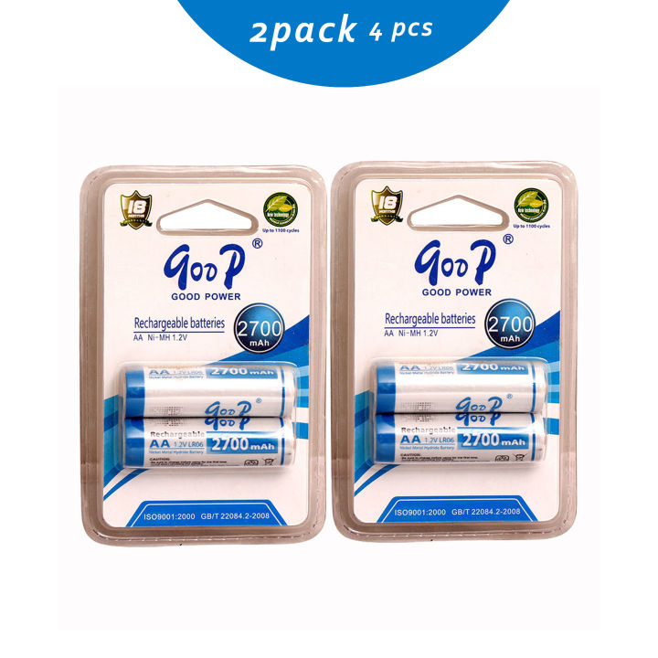 Goop AA 2700mAh 1.2V Rechargeable Batteries – High Capacity NiMH ...