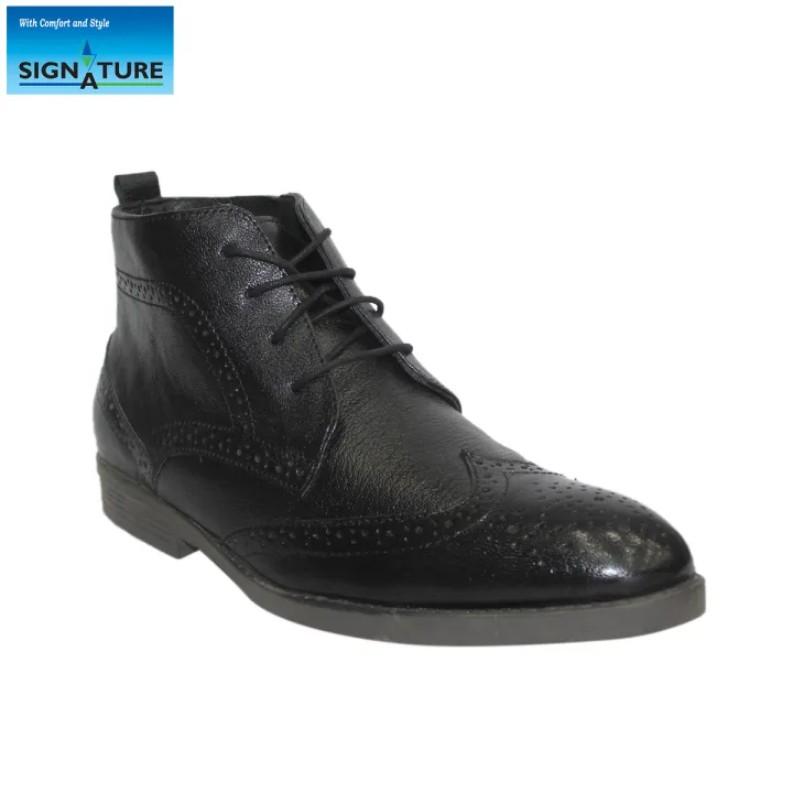 Black Leather Boot For Men With Lace( Signature 4317) | Daraz.com.np