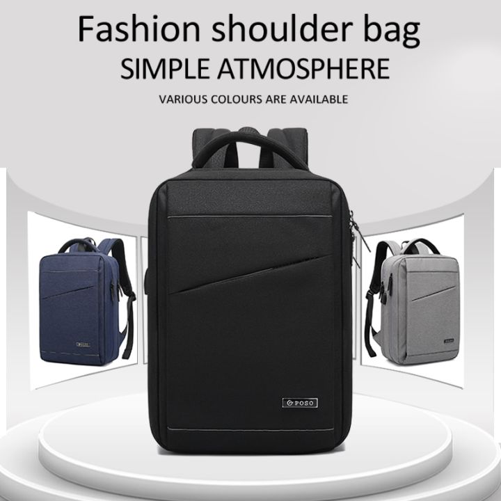 POSO Laptop Backpack Made by POSO Black/Blue/Gray PS-632 Notebook ...