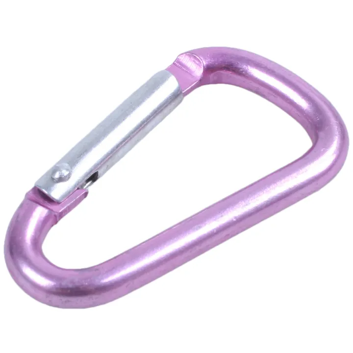Pink aluminum alloy D-shape spring-loaded gate closure carabiner ...