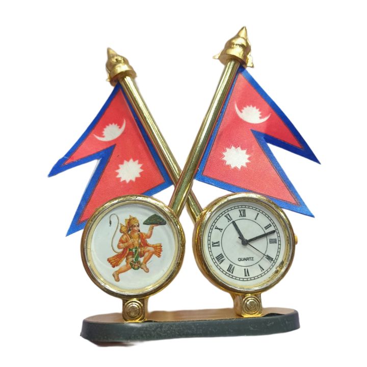 Nepali Cross Flag, Clock and Lord Hanuman For Table Decor, Car ...