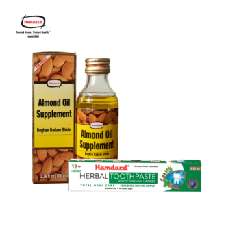Hamdard 100% Pure Almond Oil 100ml & FREE Hamdard Herbal Toothpaste +12 ...