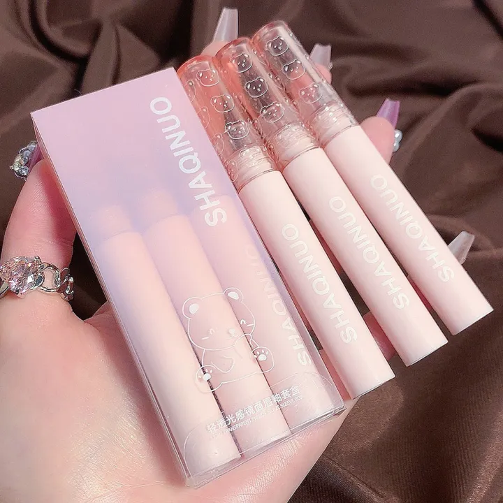 [3 pieces ~ gift box] Bear lip glaze mirror watery lip lips to go to ...