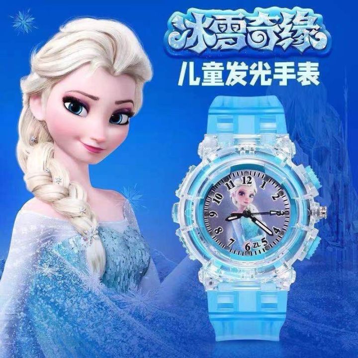 Princess Elsa Children's Watch Electronic Luminous Cartoon Kindergarten ...