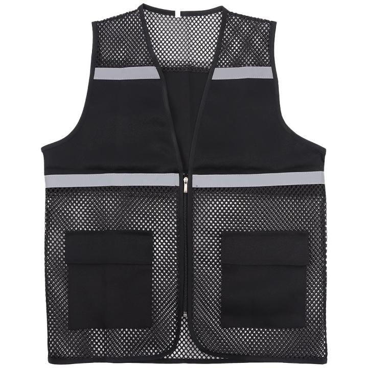 Jogging Breathable Fabric Safety Vest Black Vest With Reflective Strips ...