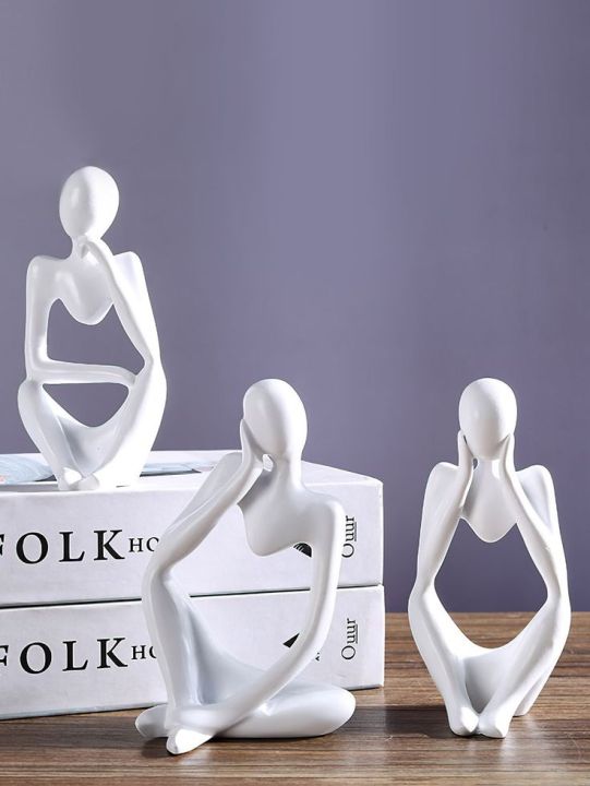 Set of Three Humanoid Figurine Wall Shelf Decoration Table Decor Accent ...