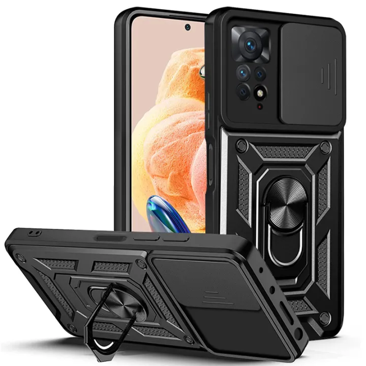 Vantime for Xiaomi Redmi Note 11 Pro 5G 4G Case Stand Slide Lens Cover Shockproof Hard Phone ...