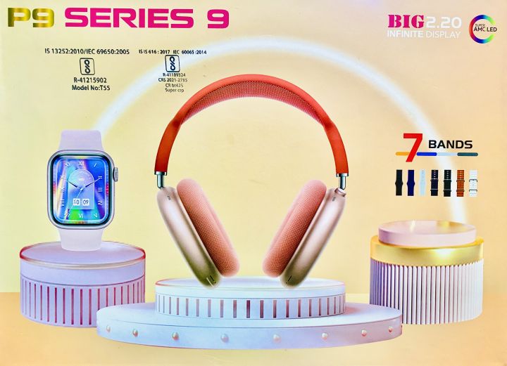 2 In 1 P9 Series 9 Smart Watch with Audio Headphones Wireless Earbud ...