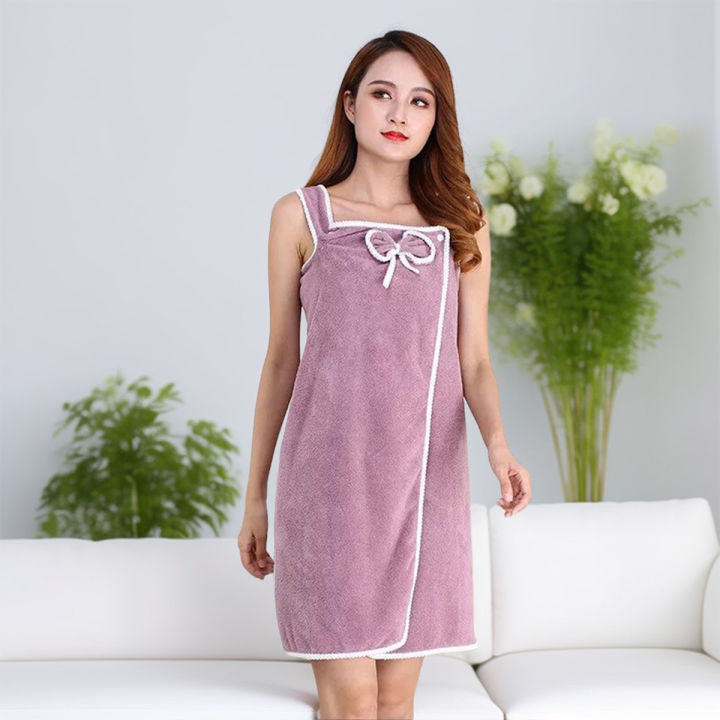 Multicolor Women Microfiber Wearable Bath Wrap/Beach Towel Dress/Bathrobe Robe/Bath Ta Robe Free ...