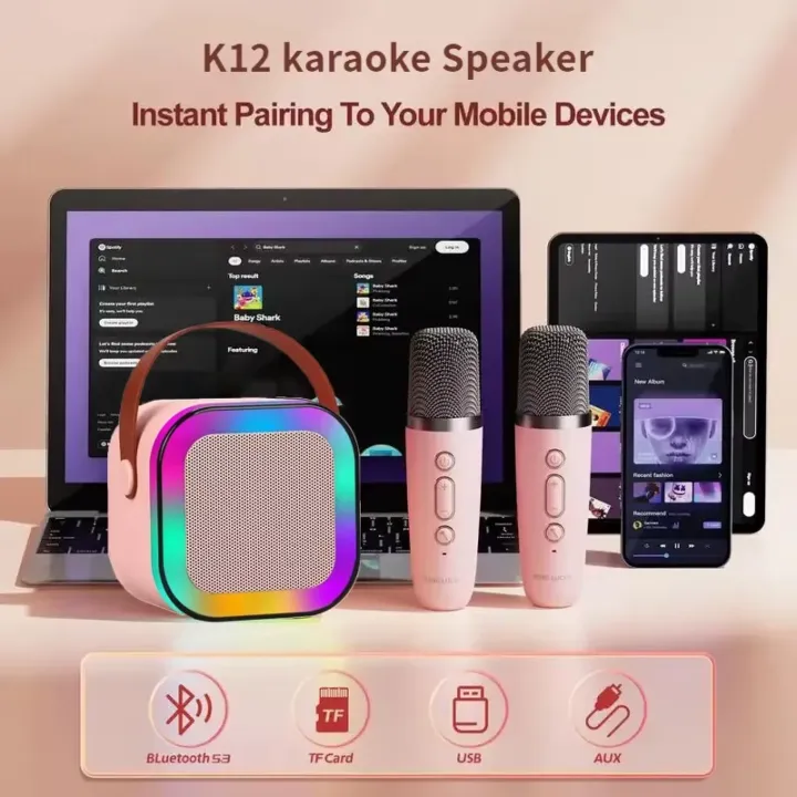 MRR Smart Choice Premium Portable Karaoke Speaker with Double Wireless ...