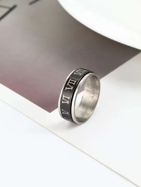 VaryGood Roman Numerals Printed Spinning Ring For Men | Daraz.com.np