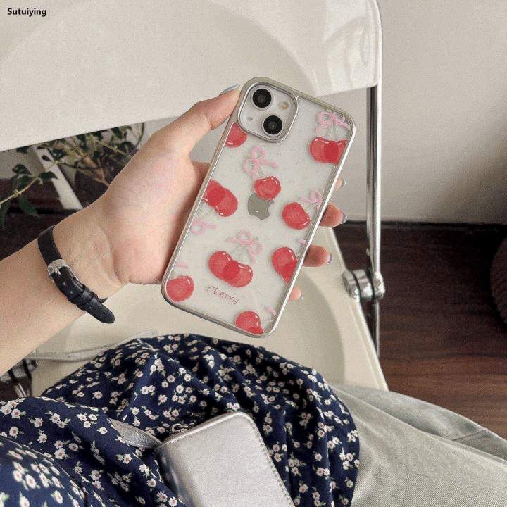 Sutuiying Lovely Red Cherry Bowknot White Wave Point Pattern ...