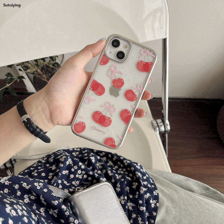 Sutuiying Lovely Red Cherry Bowknot White Wave Point Pattern ...