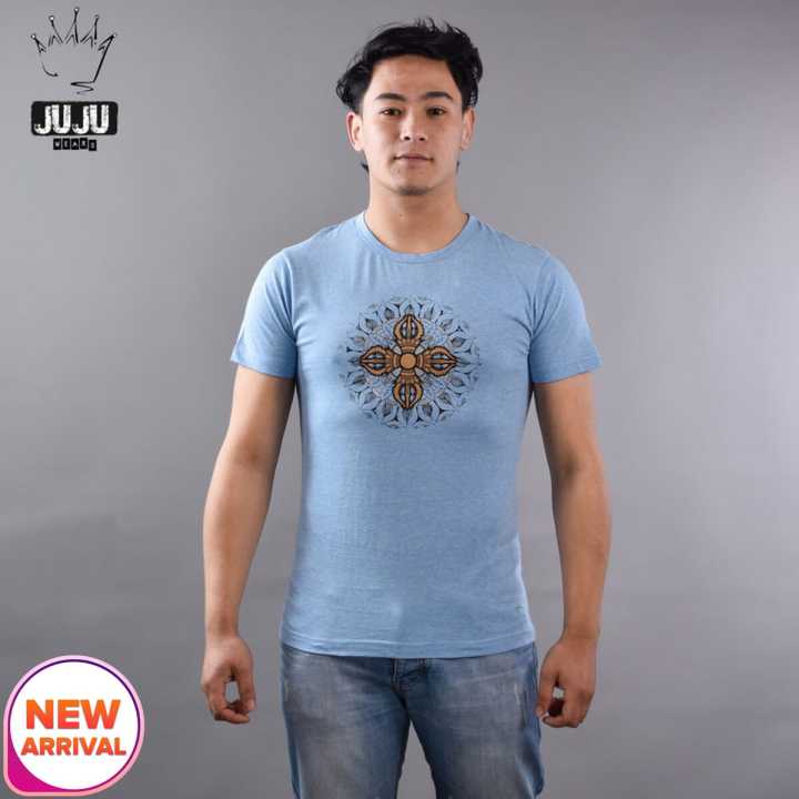 JUJU Wears Sky Blue Colour Bajra Mandala Printed Cotton Tshirt For ...