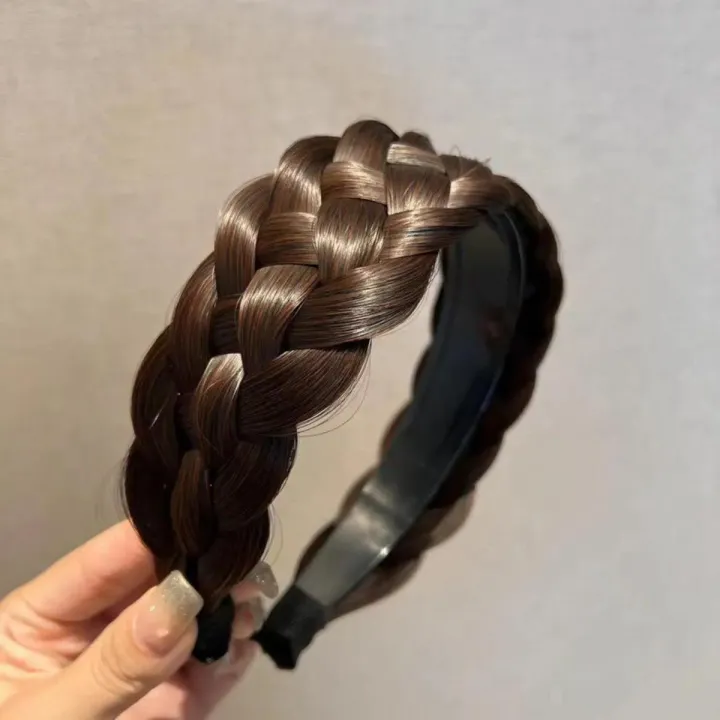 【VisioN Super Shop】Twist Braid Wig Hair Band For Women Widened Handmade ...