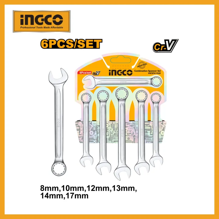 INGCO 6 Pcs Combination Spanner Set(8-17mm) HKSPA1068 | Daraz.com.np