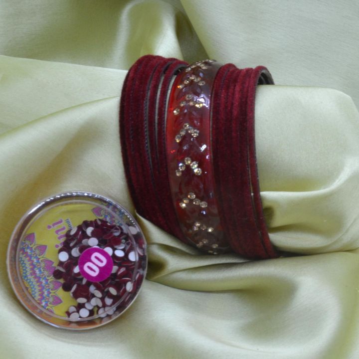 Jewels of Nepal Bridal / Teej Special Bala / Chura / Churi / Maroon ...