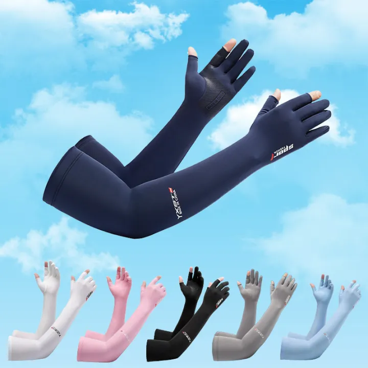 UV Solar Arm Sleeves Men Cycling Gloves Hand Long Sleeves Driving Arm ...