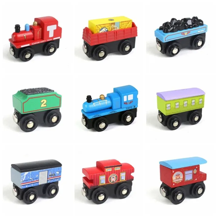 Children Toy Wooden Magnetic Train Toys Locomotive Combinations Railway ...
