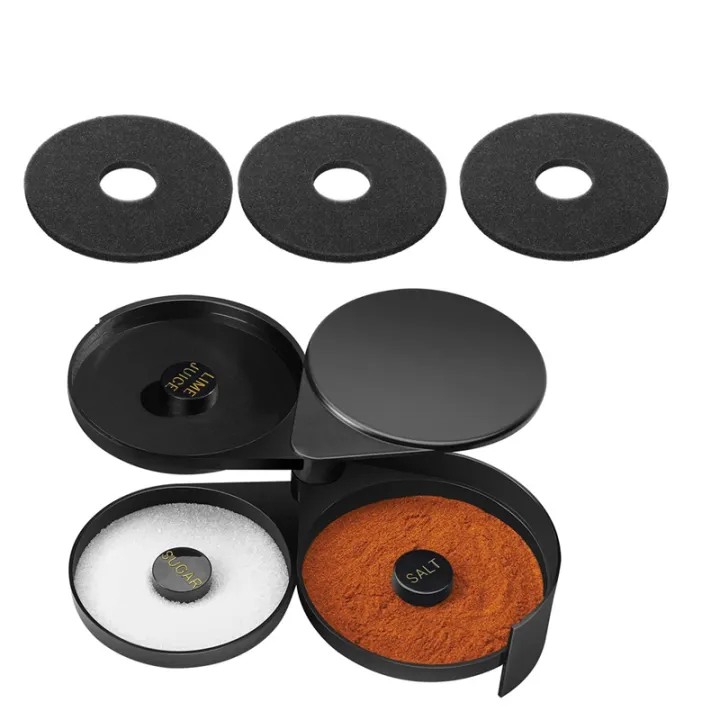 Salt Rimmer Bar Salt and Sugar Salt Rimmer with 3 Sponges, 3-Tier Glass ...