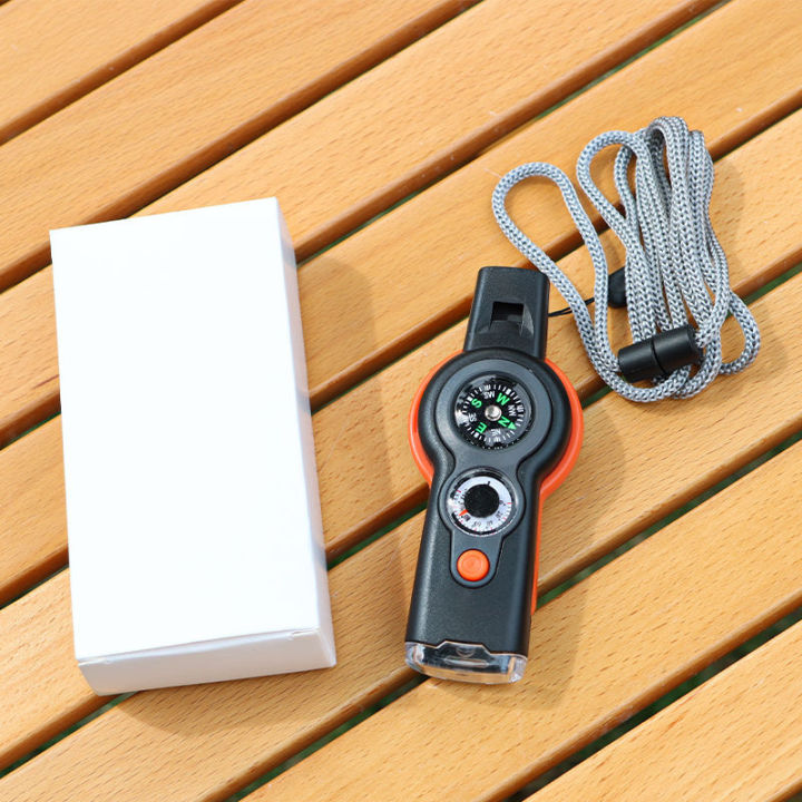 Lighted Whistle Temperature Compass Magnifying Glass 7-in-1 Lanyard ...