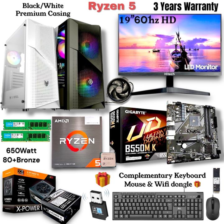 Budget Gaming PC Desktop Full Setup with Ryzen 5 5600GT Pairs with a 19 ...