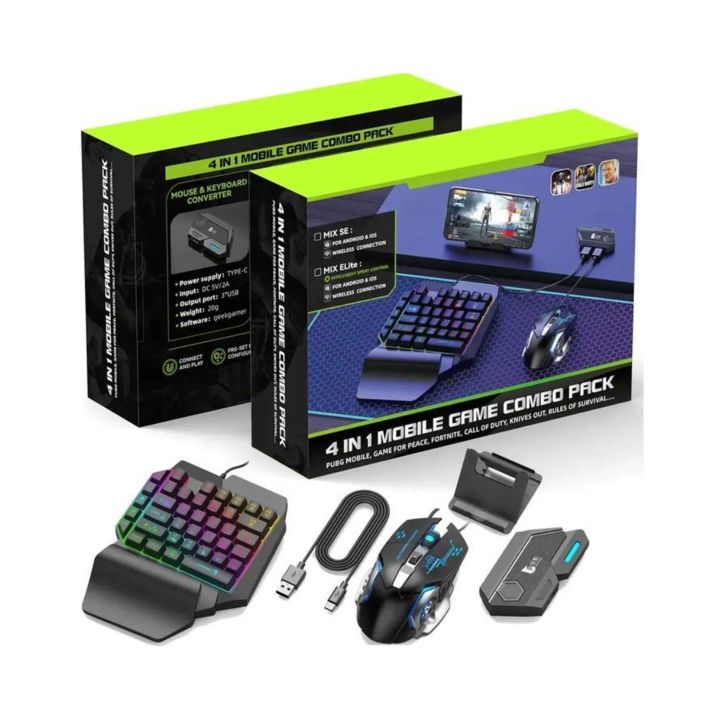 Mix Pro + 4 in 1 Mobile Game Combo Pack, Mobile Gamepad Controller, One ...