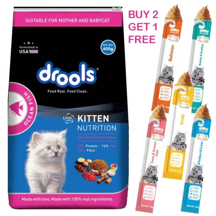 Drools Kitten Dry Cat Food, Ocean Fish 400gm (Buy 2 Packet & Get 1pc ...