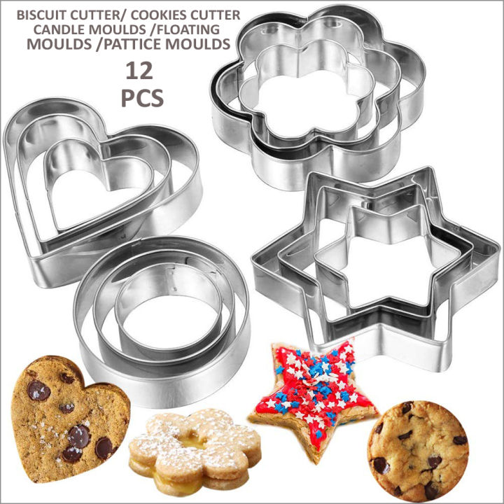 Stainless Steel Biscuit / Cookie Cutter - 12 Pcs | Biscuit Cutter ...