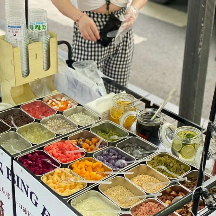 Ice Powder Stall Tool Commercial with Lid Seasoning Display Small ...