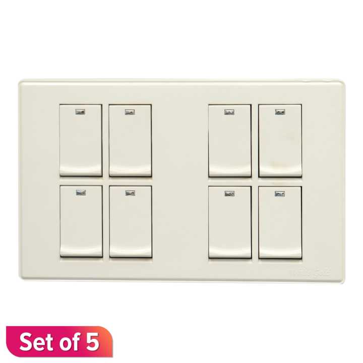 White Gold 8 Gang Switch Set of 5 | Daraz.com.np
