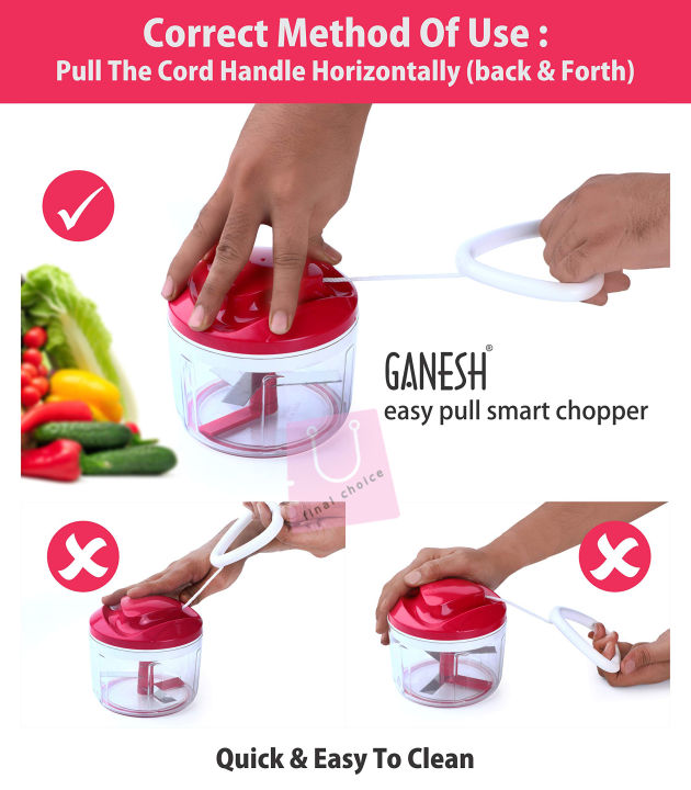 Ganesh Food Chopper Processor Pull & Hand Held Vegetable Chopper ...